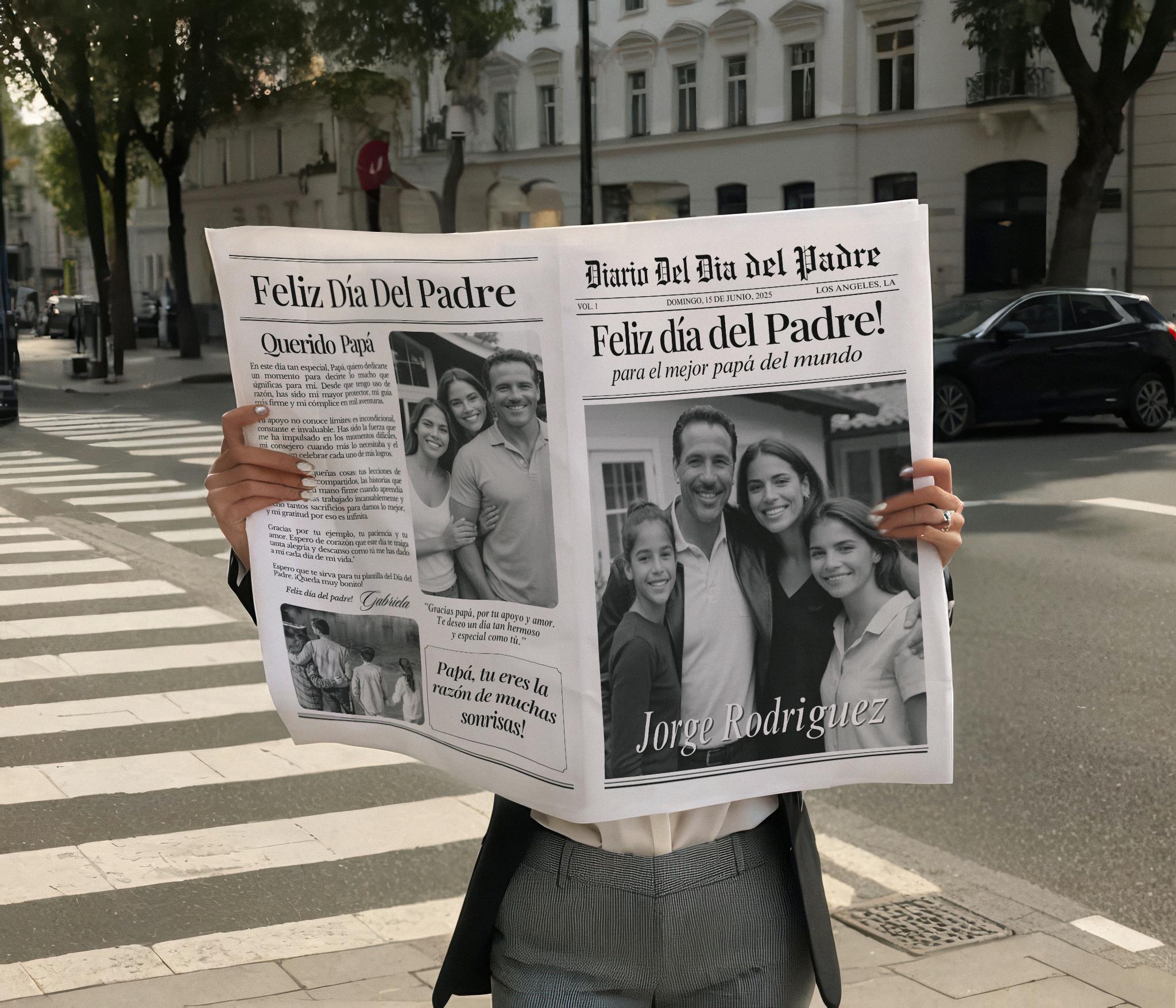 Fathers Day Newspaper Template in Spanish, Printable Father's Day Card ...