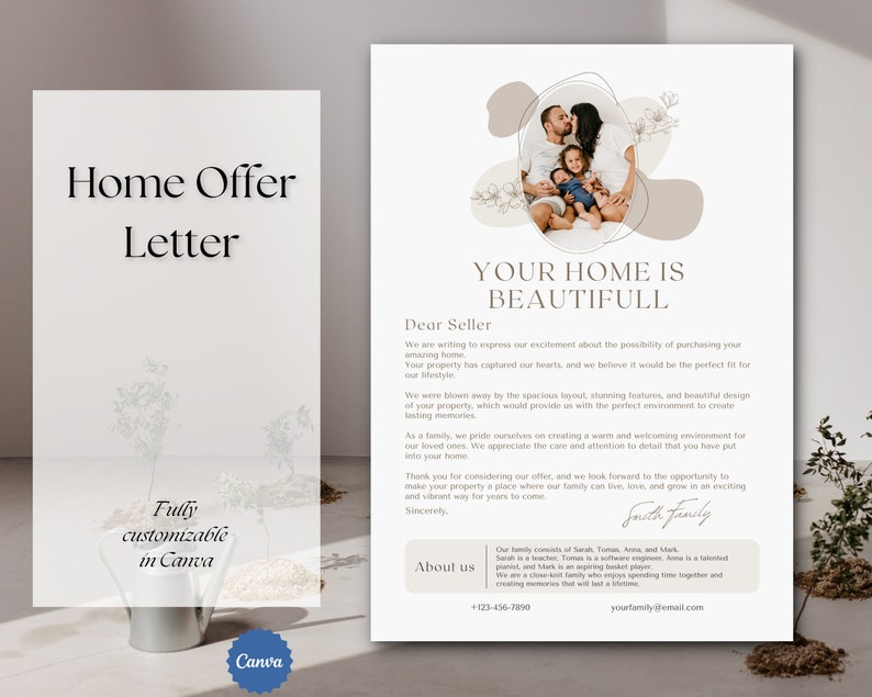 Boho Home Offer Letter Template, Editable Family Letter (digital ...