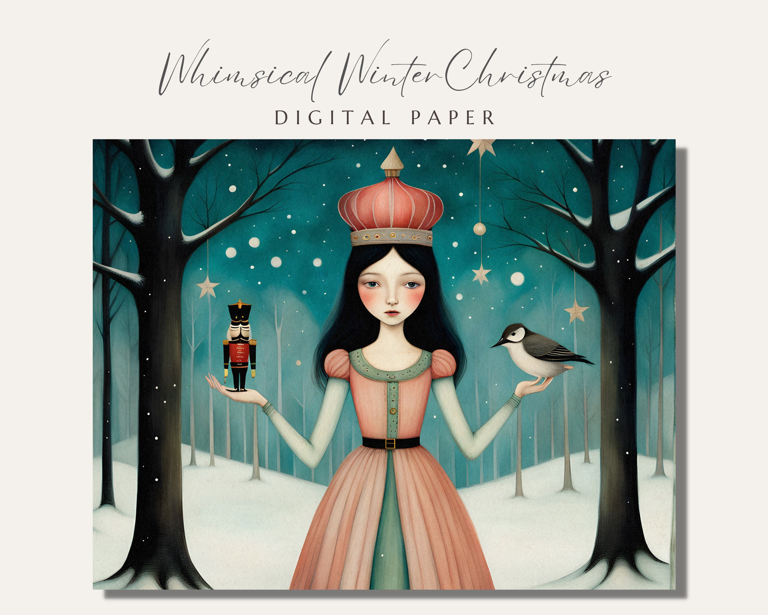 Whimsical Christmas Digital Paper, Christmas Digital Paper, Whimsical ...