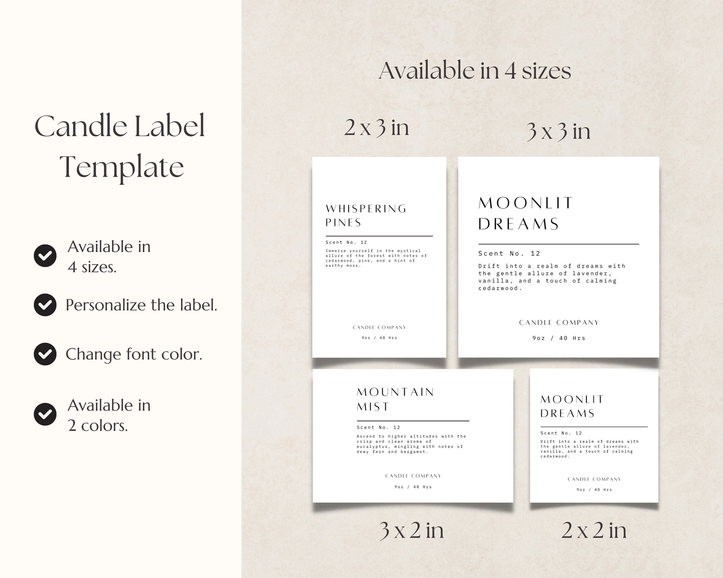 Minimalist Candle Label Template, Modern Candle Label, Custom Candle ...
