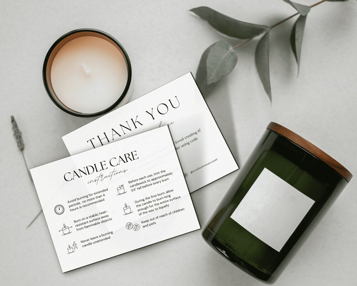 Candle Care Card Template, Editable Care Instructions, Safety Card ...