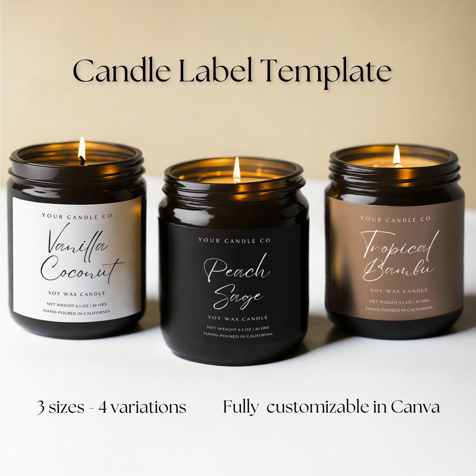 Elegant Candle Label Template Minimalist Candle Label Candle - Etsy