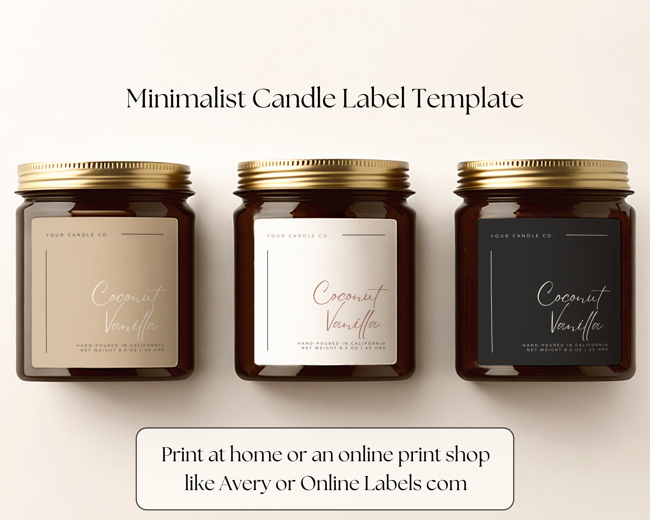 Minimalist Candle Label Template, Elegant Candle Label, Editable Candle ...