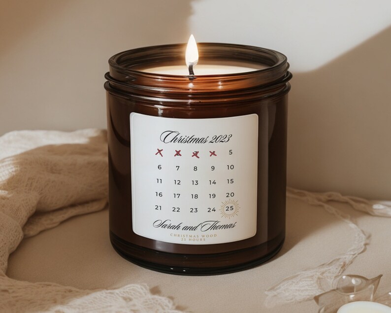 Advent Candle Label Template, Printable Christmas Countdown, Candle ...