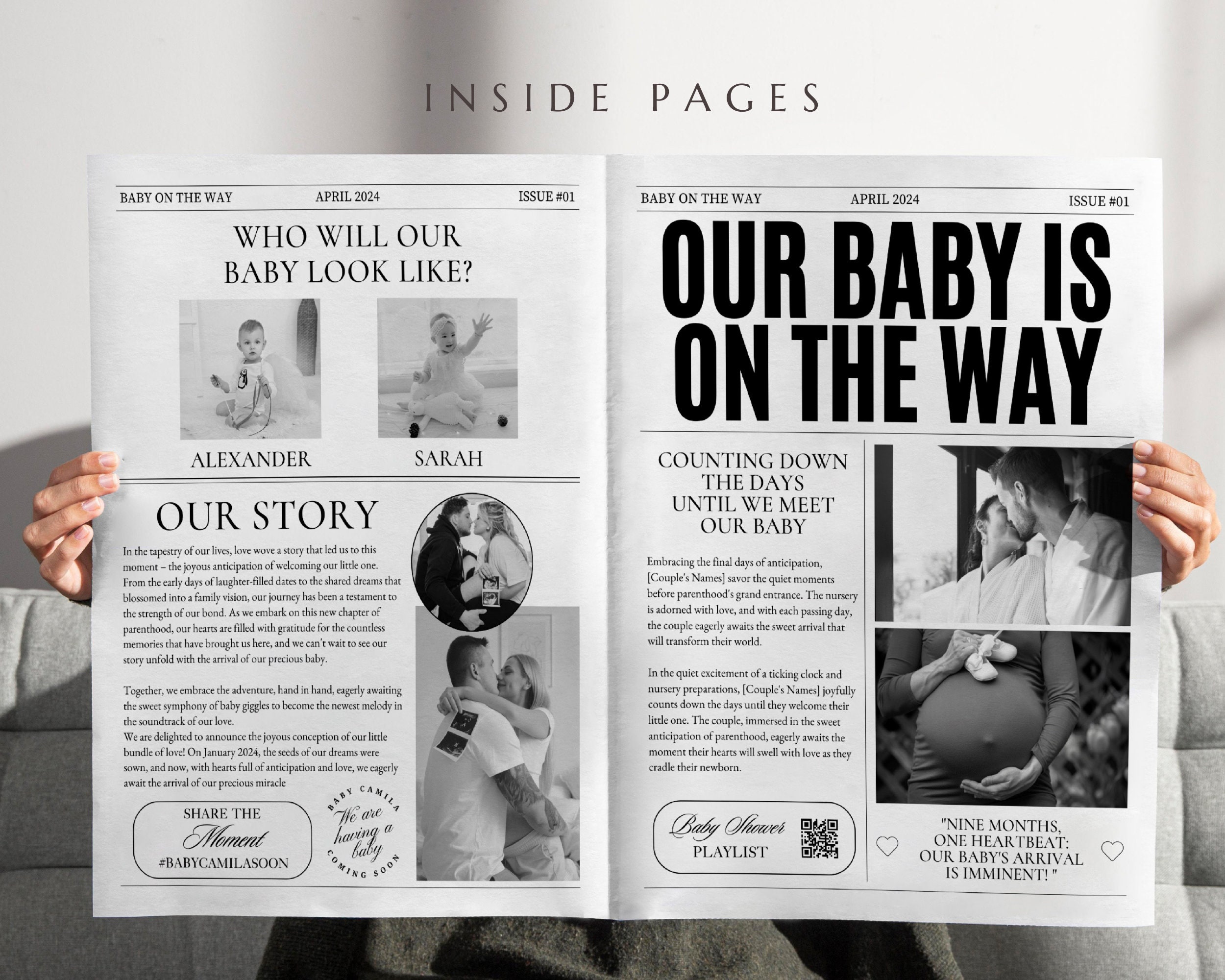 Large Newspaper Baby Announcement, Elegant Baby Announcement, Newspaper ...
