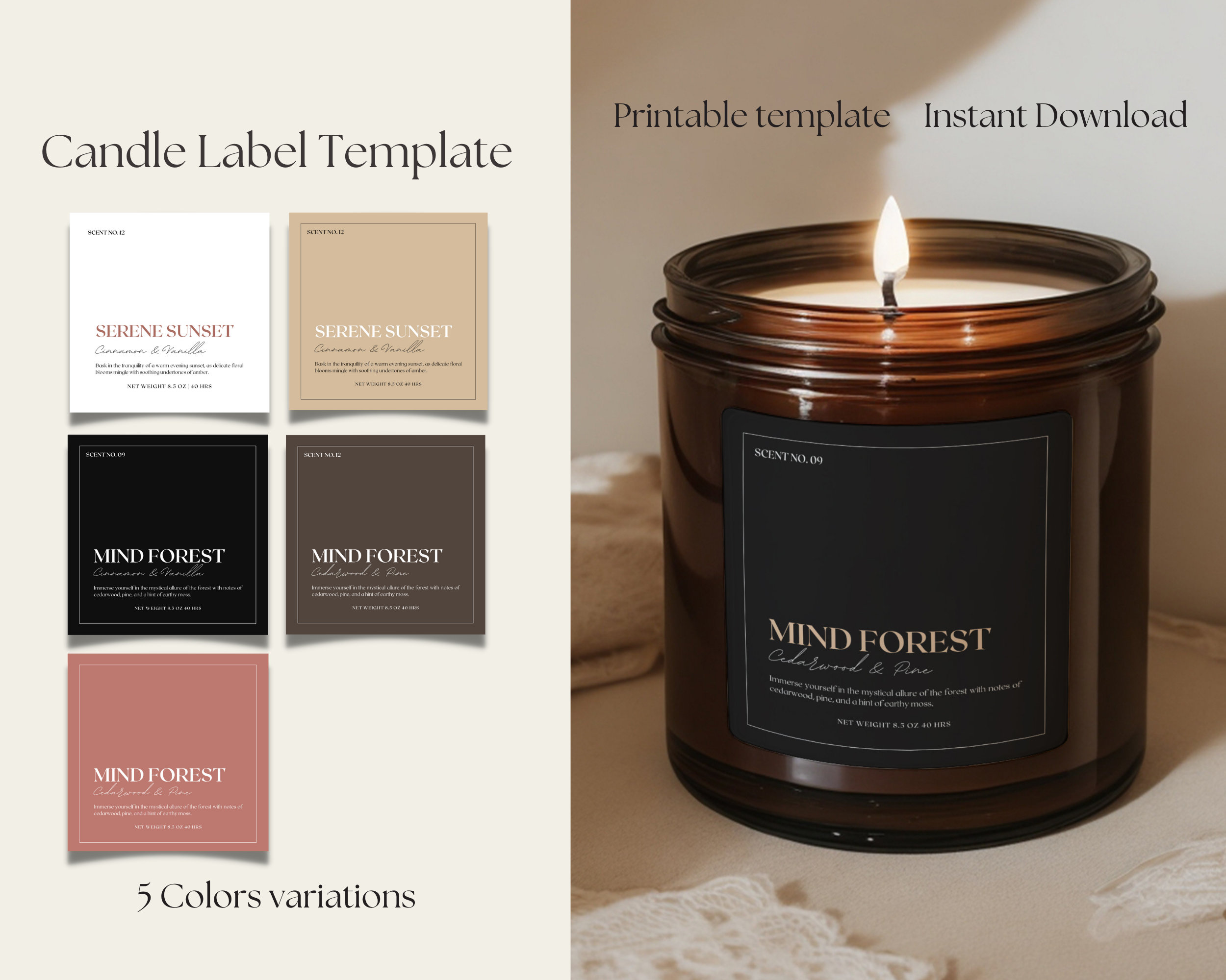 Elegant Candle Label Template Modern Candle Label Custom - Etsy
