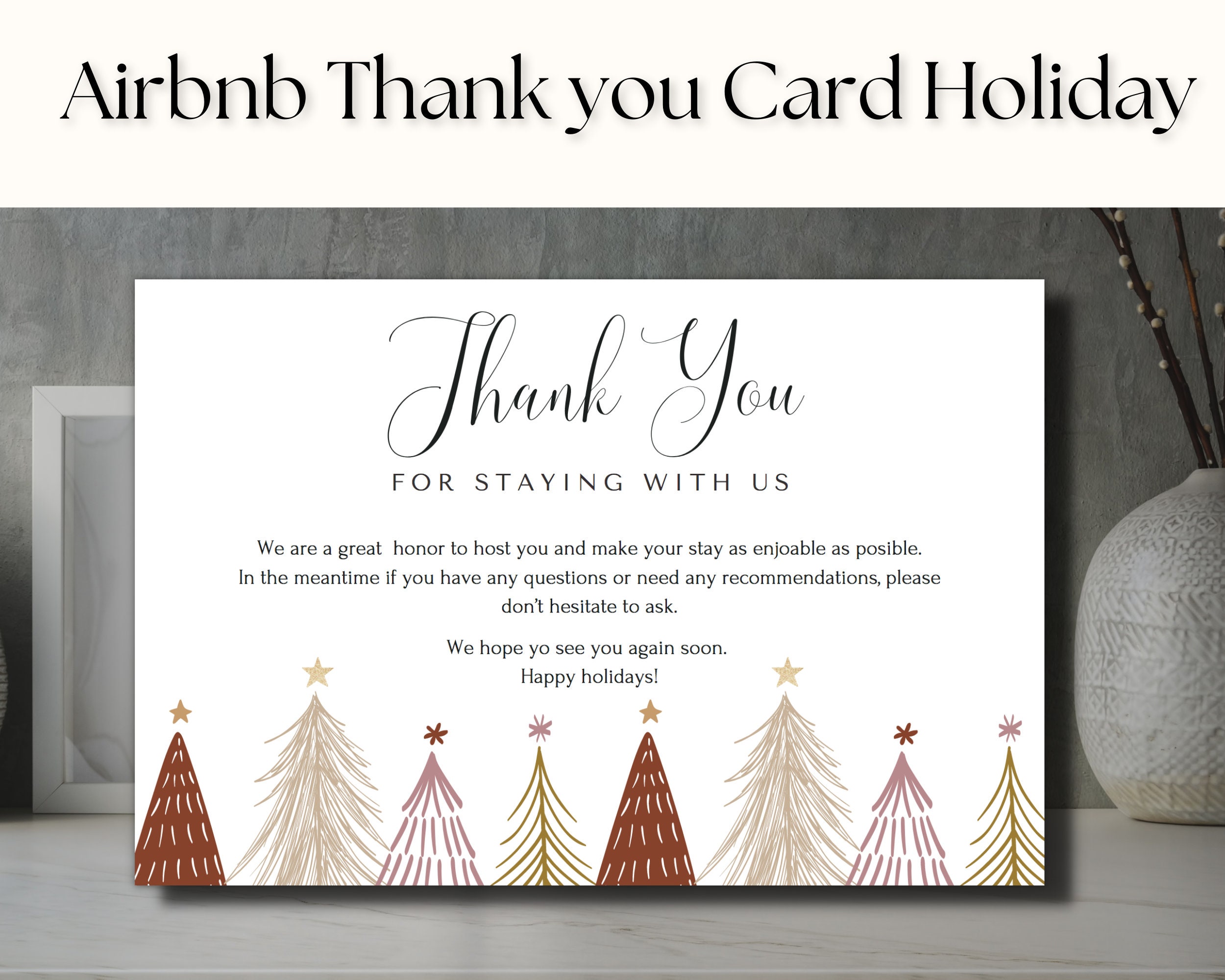 Airbnb Host Thank You Card Christmas Holidays Airbnb Business - Etsy