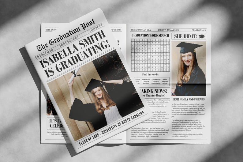 Graduation Newspaper Announcement Template, Invitation Graduation Party ...