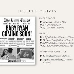 Large Newspaper Baby Announcement, Pregnancy Announcement Newspaper ...