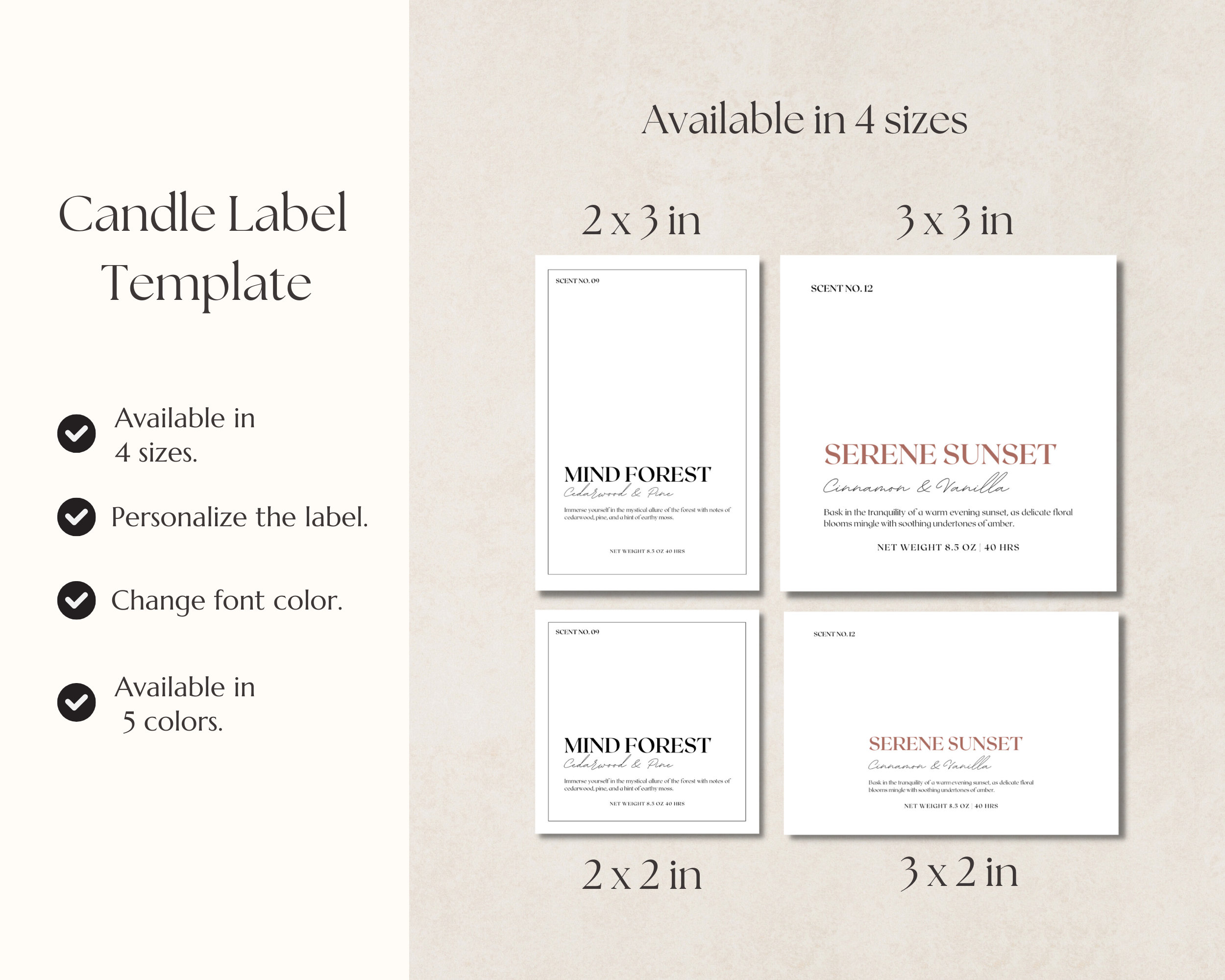 Elegant Candle Label Template Modern Candle Label Custom - Etsy