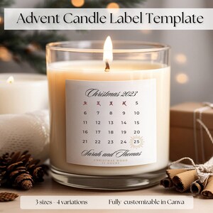 Advent Candle Label Template, Printable Christmas Countdown, Candle ...