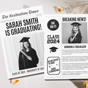 Graduation Newspaper Template, Newspaper Graduation Announcement ...