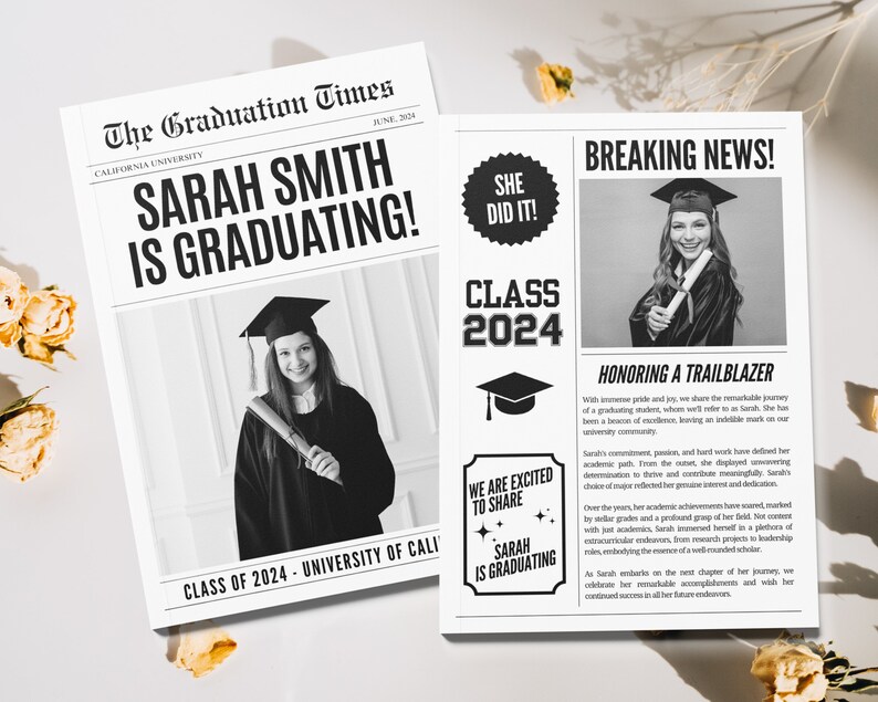 Graduation Newspaper Template, Newspaper Graduation Announcement ...