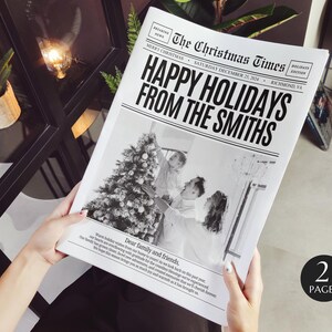 Christmas Newspaper Template, Newspaper Christmas Card, Holiday Card ...