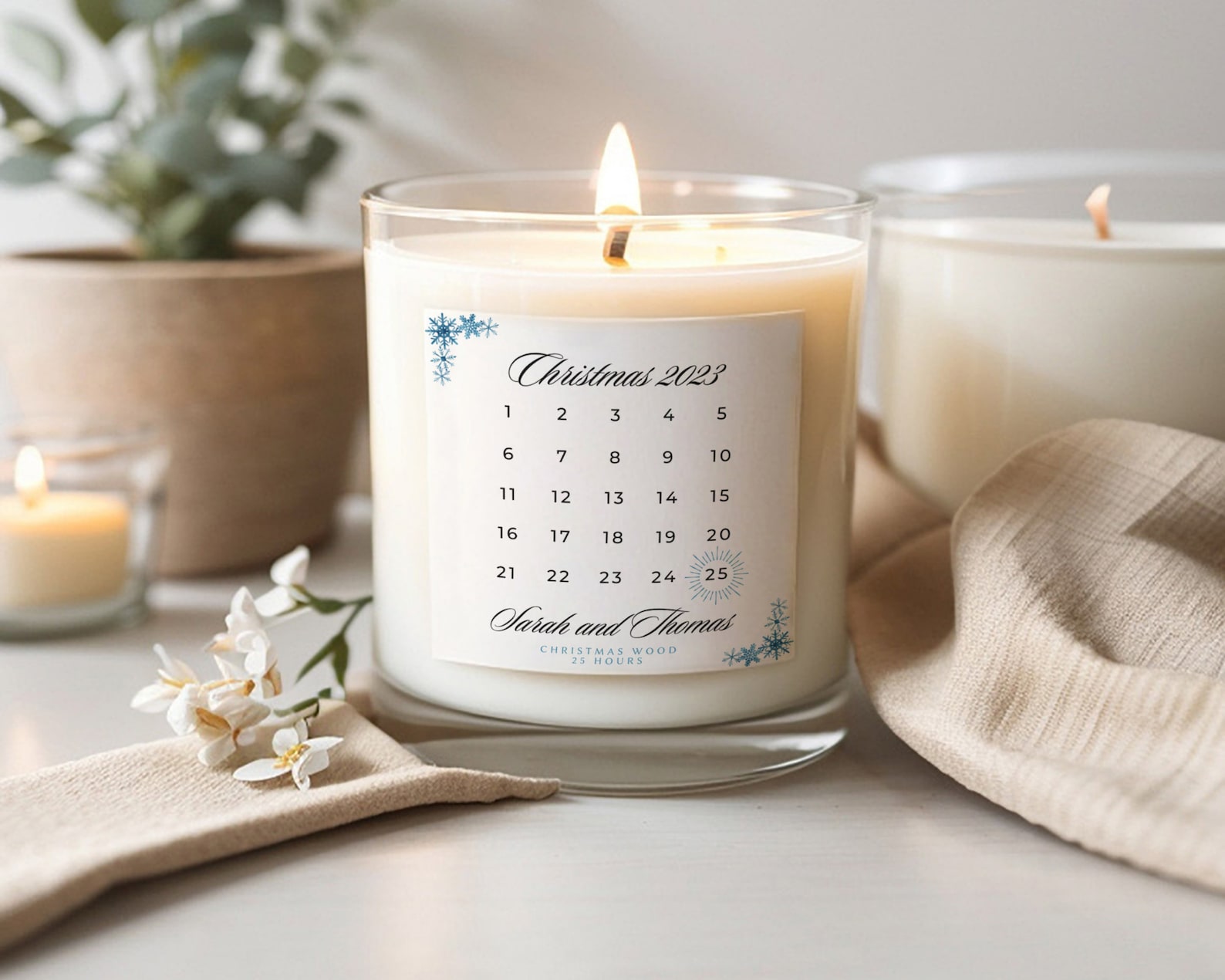 Advent Candle Label Template, Printable Christmas Countdown, Candle ...