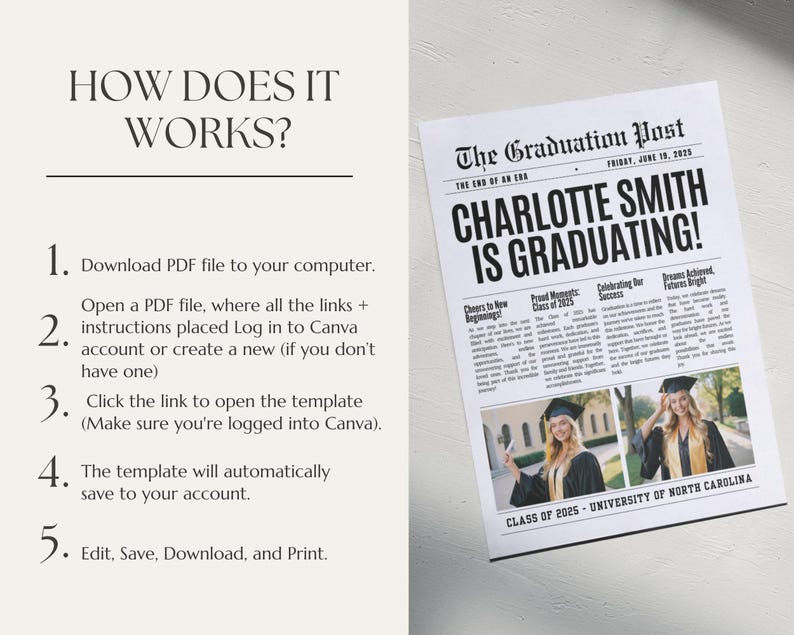 Graduation Newspaper Template, Class of 2026 (digital Download) Happy ...