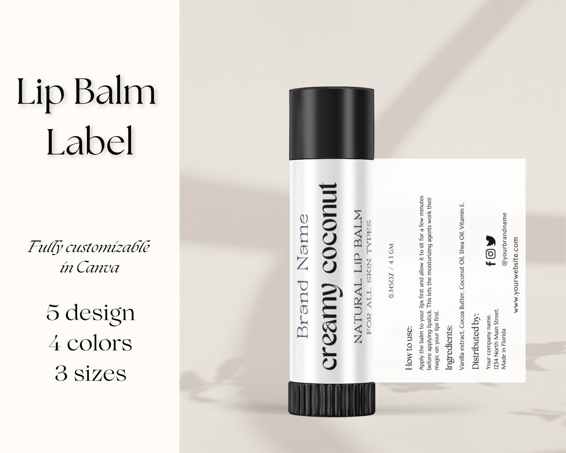 Lip Balm Label Cosmetic Template, Lip Gloss Tube Labels, Cosmetic ...