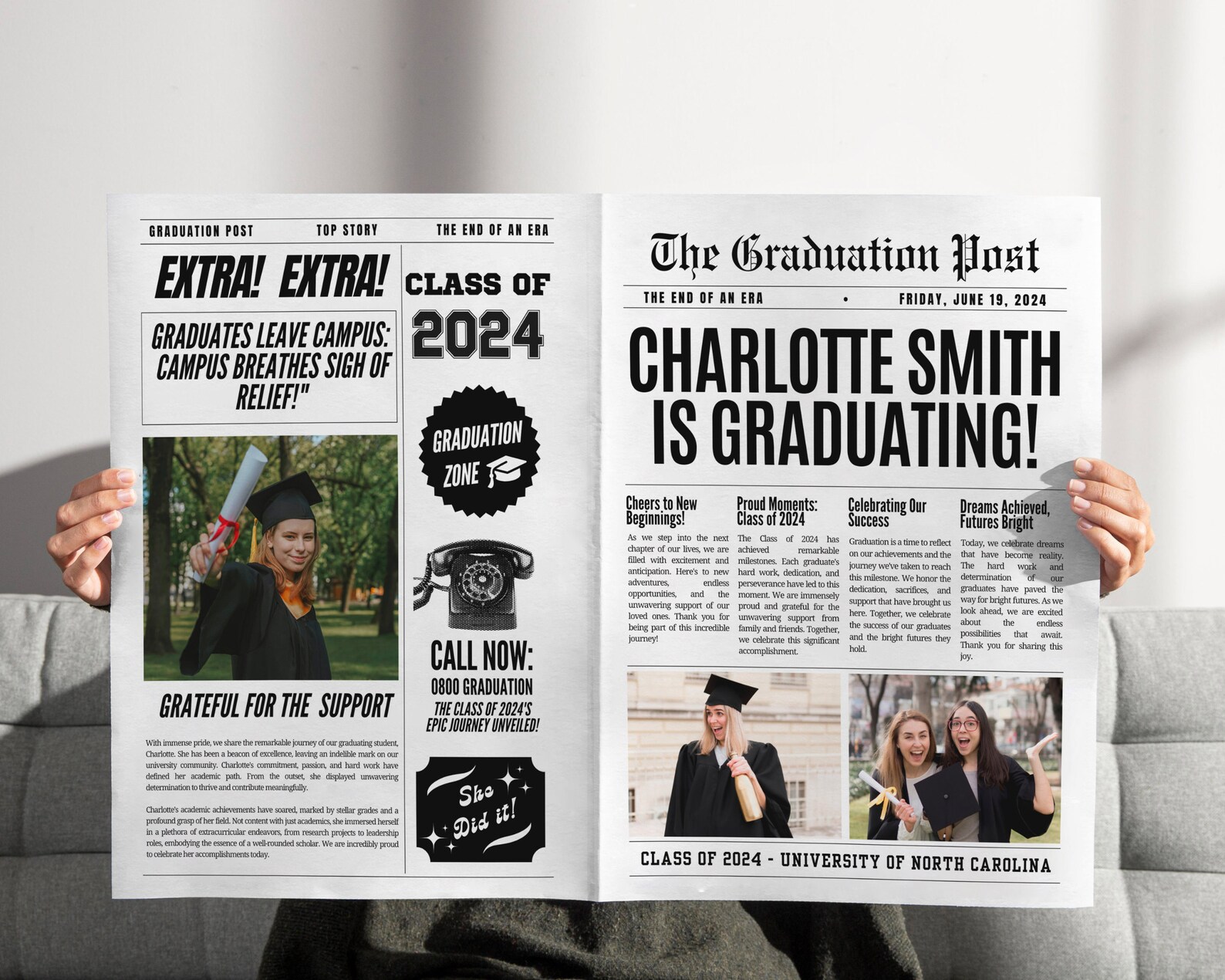 Graduation Newspaper Template, Newspaper Graduation Announcement, Class ...