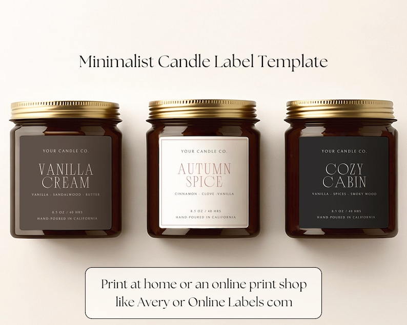 Modern Candle Label Template Elegant Candle Label Minimalist - Etsy