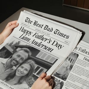Fathers Day Newspaper Template, Personalized Gifts for Dad, Gift From ...