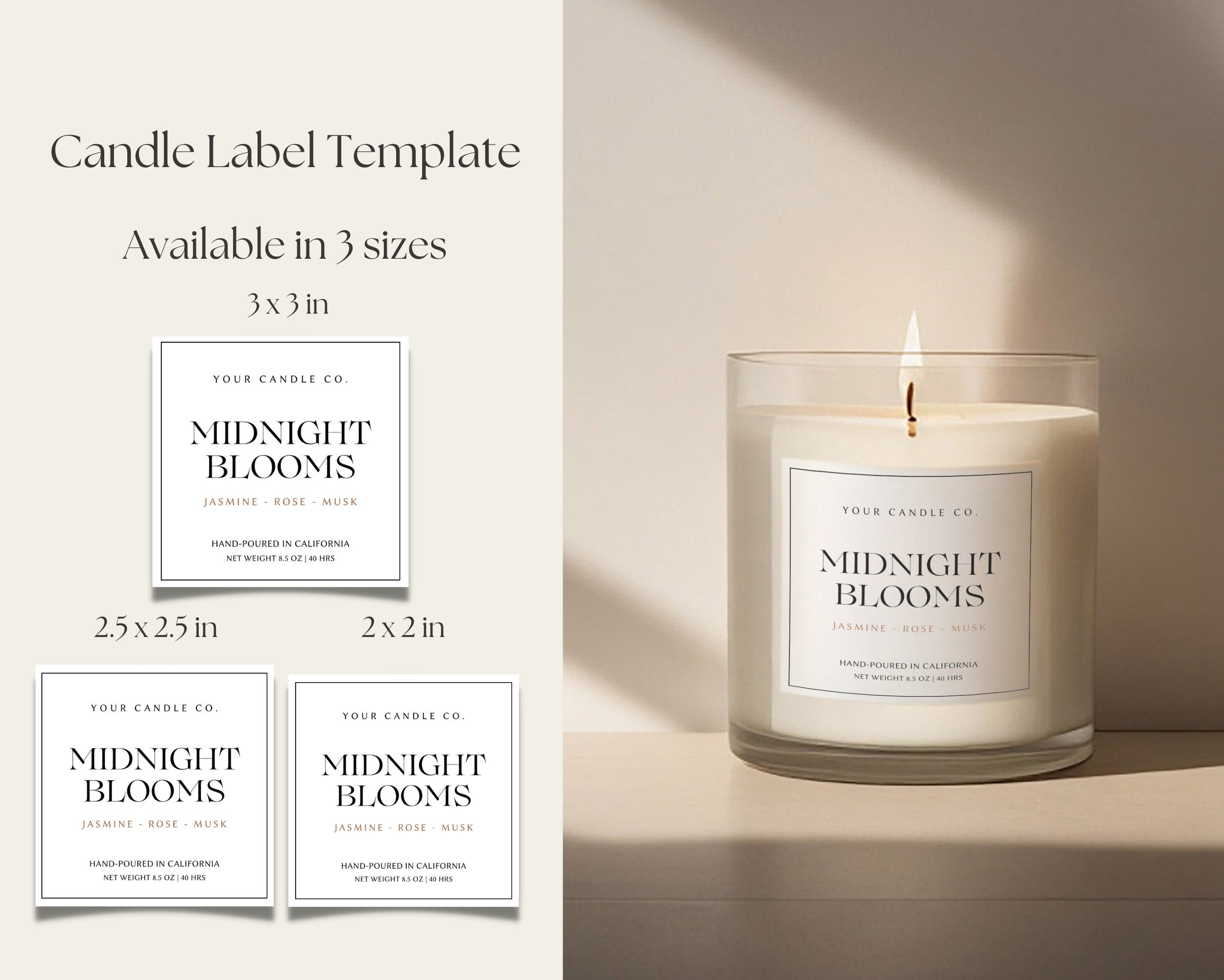 Modern Candle Label Template, Minimalist and Elegant DIY Design ...