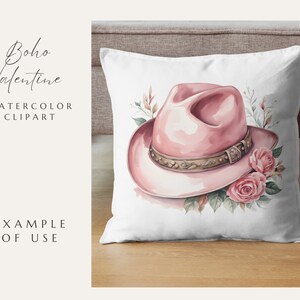 Boho Valentine Clipart, Valentines Day Clipart, Pink Watercolor ...