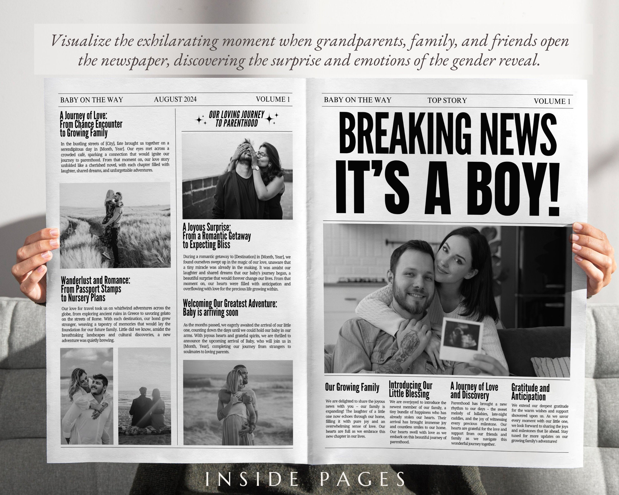 Baby Gender Reveal Newspaper, Large Newspaper Baby Announcement ...