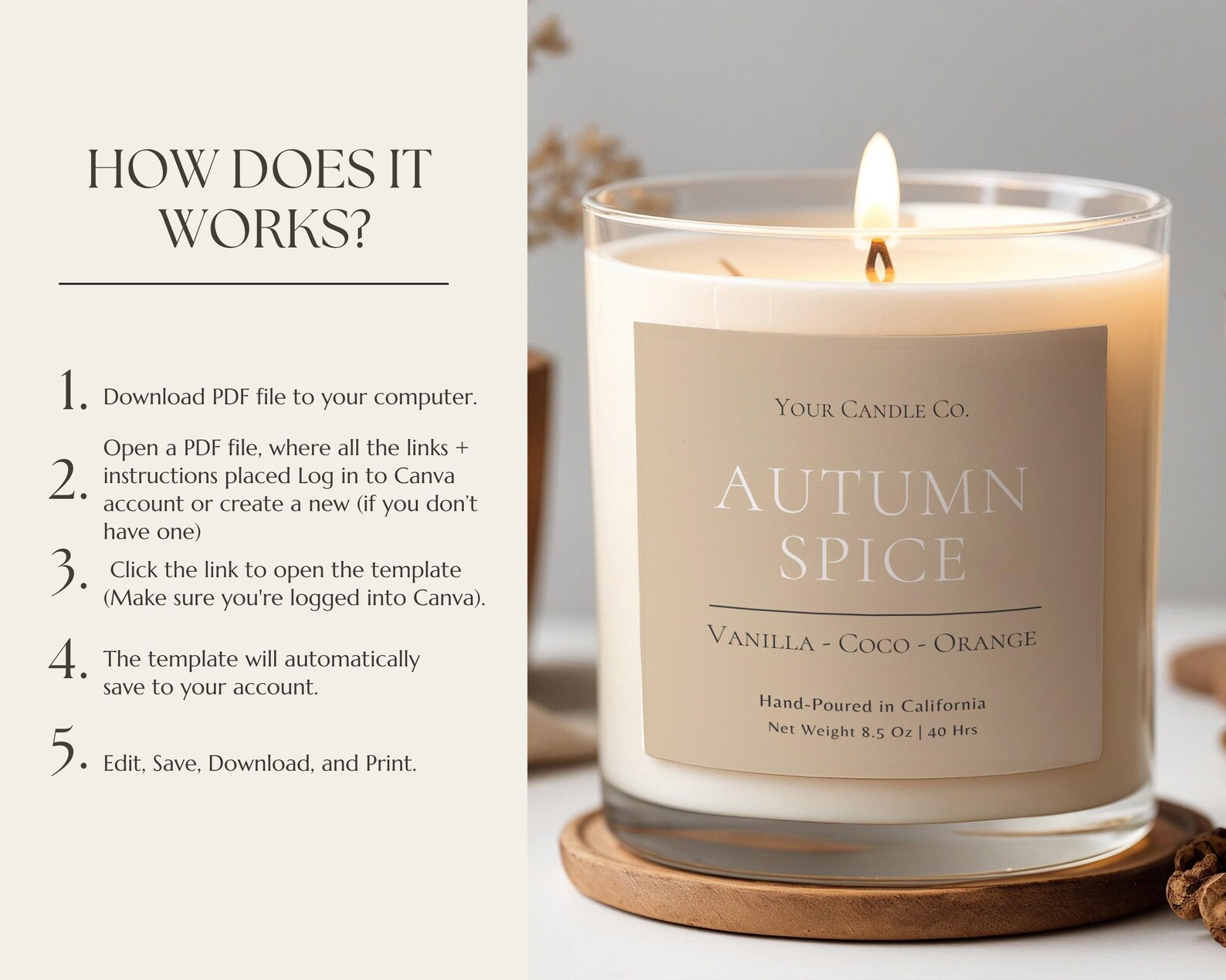 Elegant Candle Label Template, Modern DIY Label (canva, Printable), 011 ...