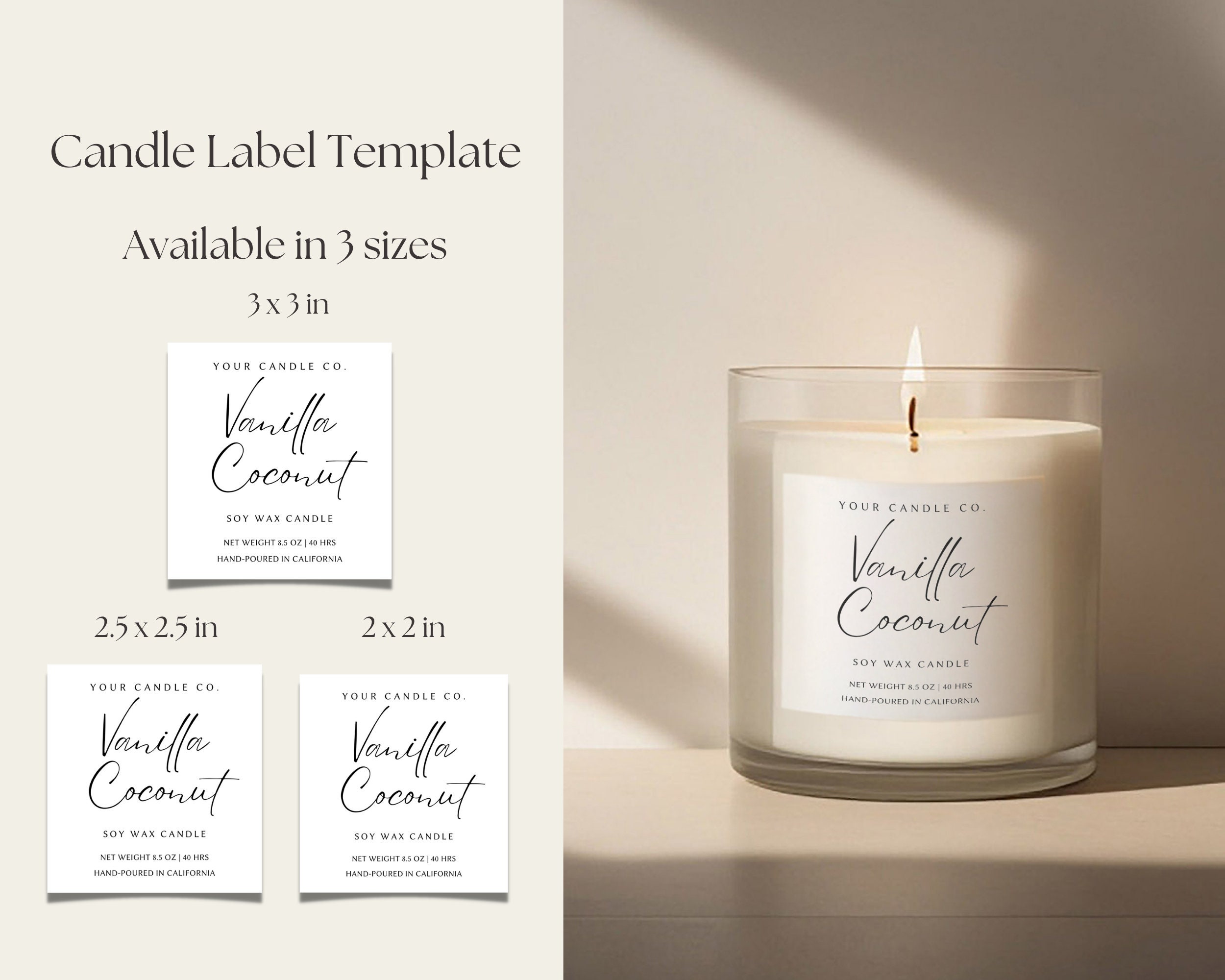 Elegant Candle Label Template, Minimalist Candle Label, Candle Label ...