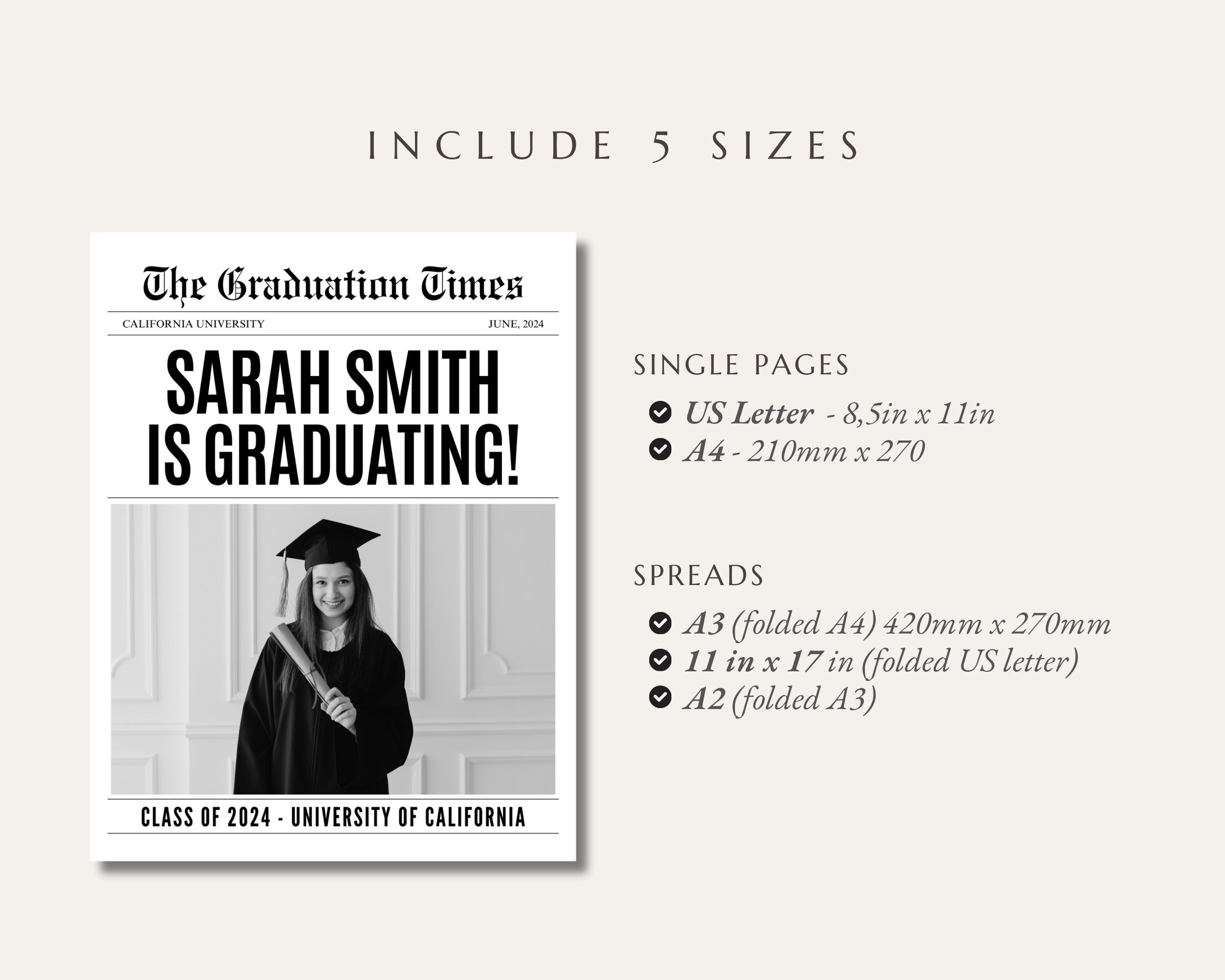 Graduation Newspaper Template, Newspaper Graduation Announcement ...