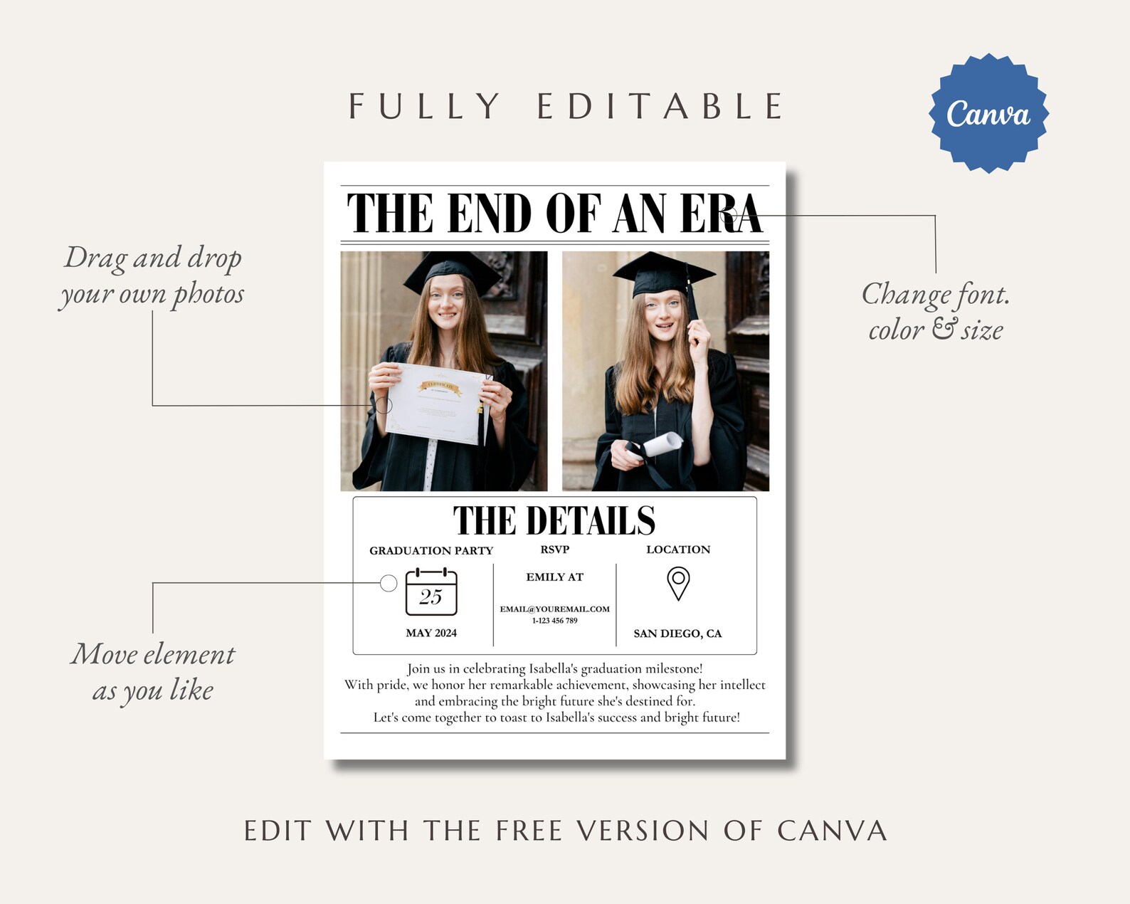 Graduation Newspaper Template, Newspaper Graduation Announcement ...