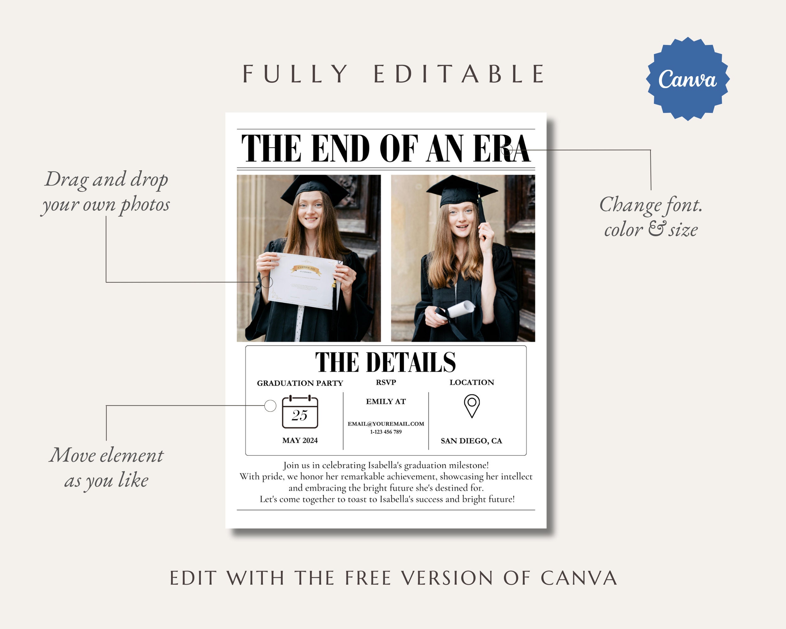 Graduation Newspaper Template, Newspaper Graduation Announcement ...