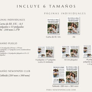 Spanish Mothers Day Newspaper Template, Printable Card (digital ...