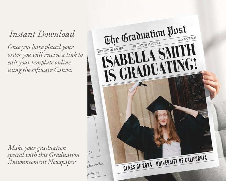Graduation Newspaper Template, Newspaper Graduation Announcement ...