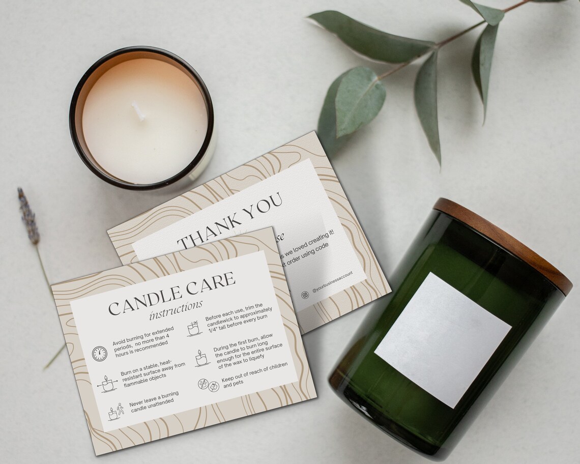 Editable Candle Care Card Template Candle Care Instructions - Etsy