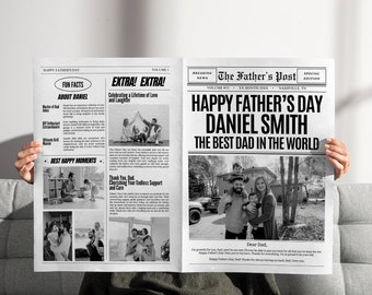 Fathers Day Newspaper, Printable for Dad, Personalized Gifts for Dad ...