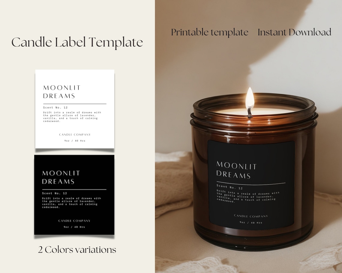 Minimalist Candle Label Template, Modern Candle Label, Custom Candle ...