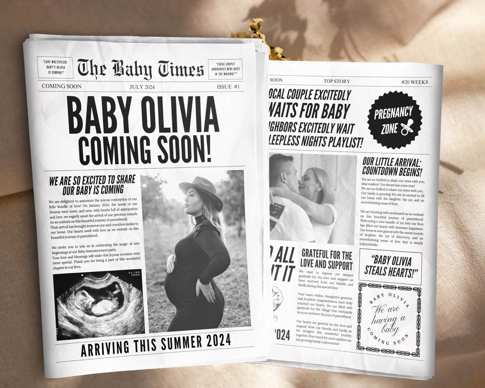 Baby Announcement Newspaper, Large Newspaper Baby Announcement ...