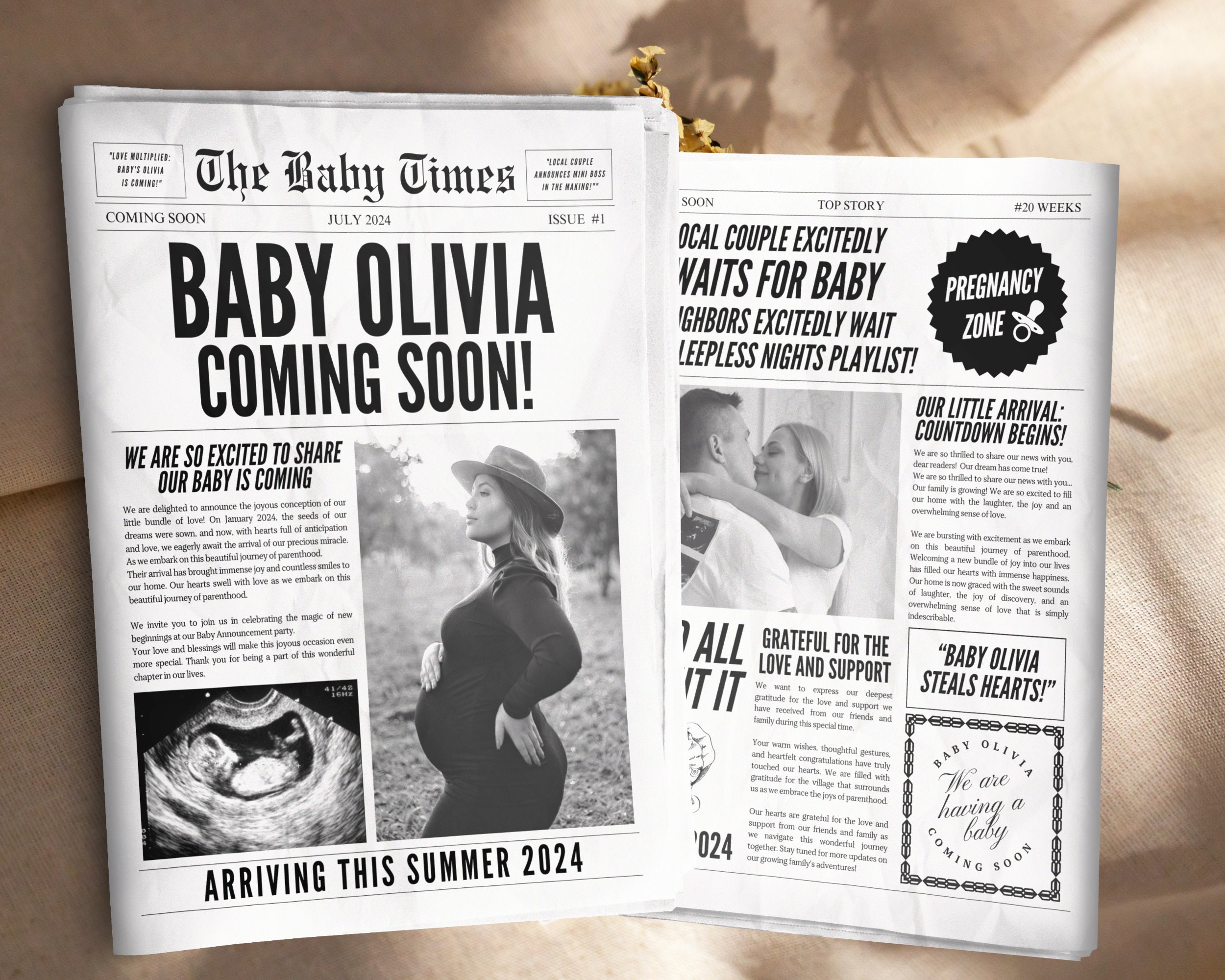 Baby Announcement Newspaper, Large Newspaper Baby Announcement ...
