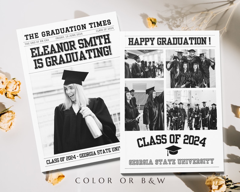 Graduation Newspaper Template, Newspaper Graduation Announcement, Class ...