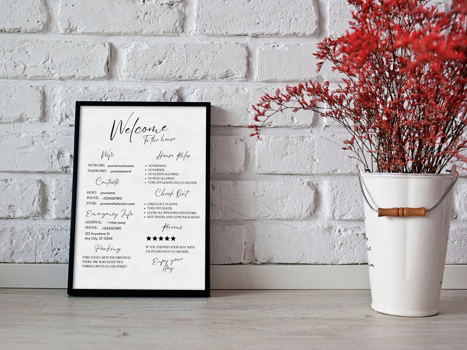 Airbnb Elegant Welcome Sign Template, Airbnb Sign Template, Airbnb ...