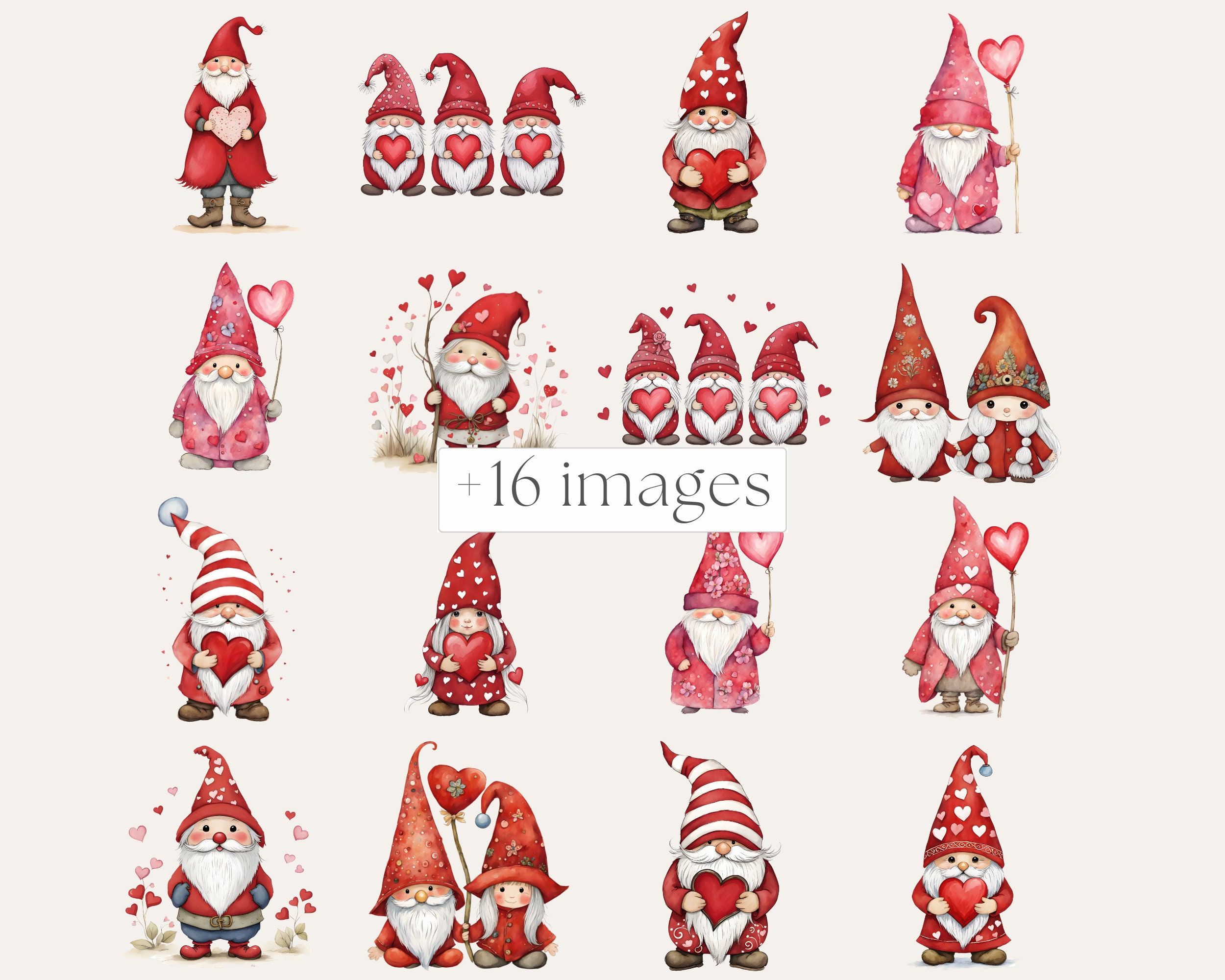 Valentine Gnomes Clipart, Valentines Day Clipart, Gnomes PNG, Valentine ...