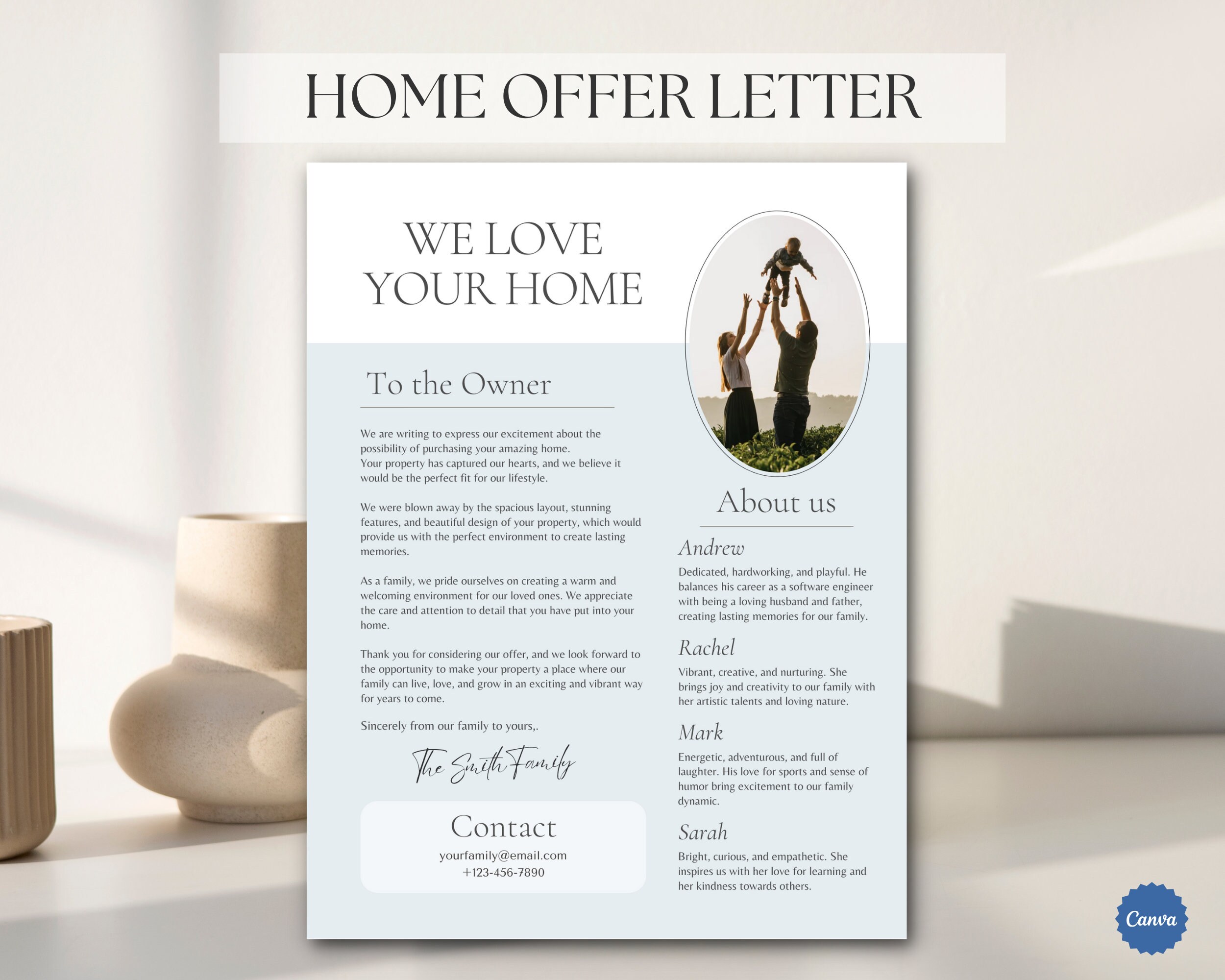 Minimalist Home Offer Letter Template (canva Editable, Digital Download ...