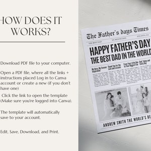 Fathers Day Newspaper, Printable for Dad, Personalized Gifts for Dad ...