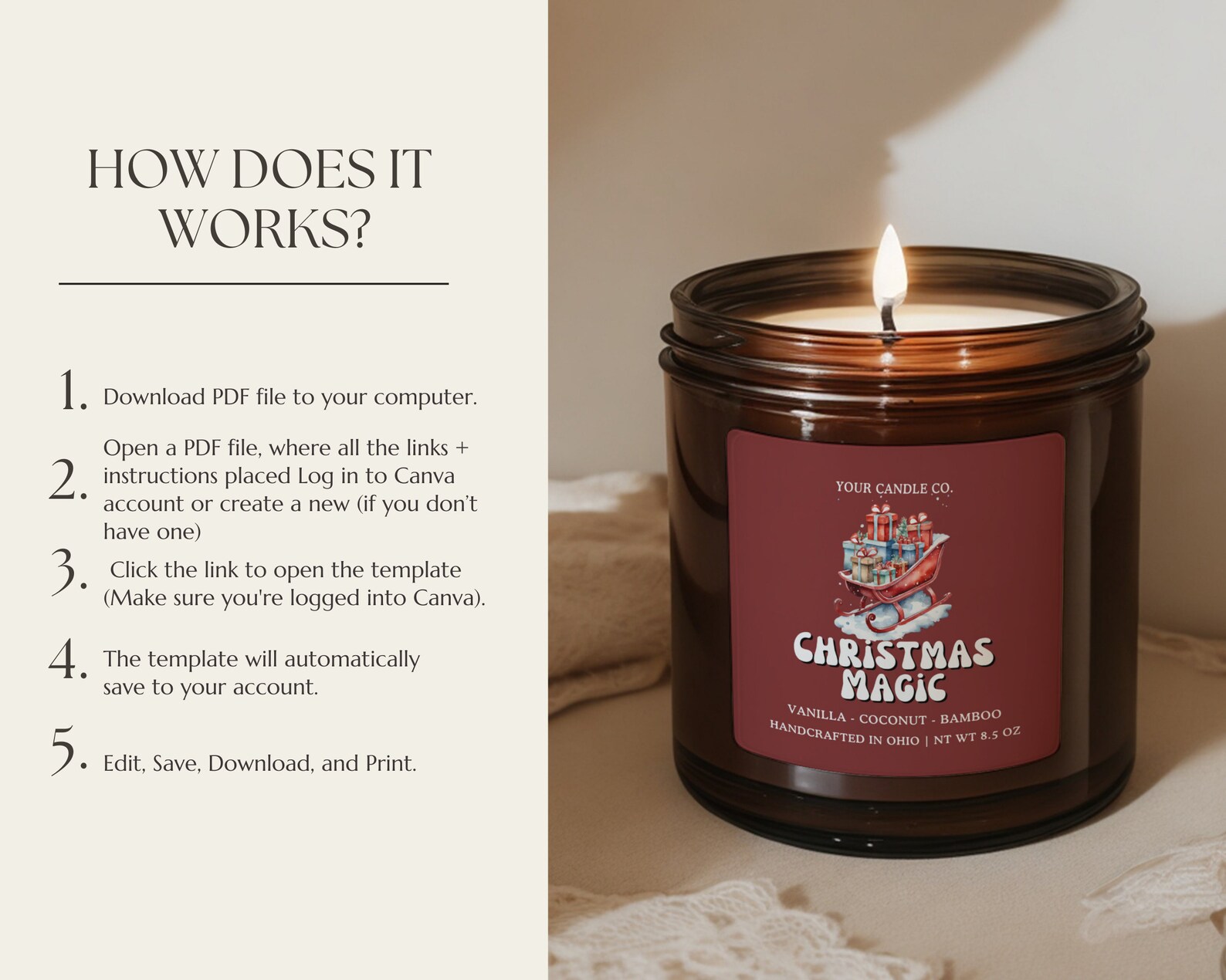 Christmas Candle Label Template Holidays Candle Label Retro - Etsy