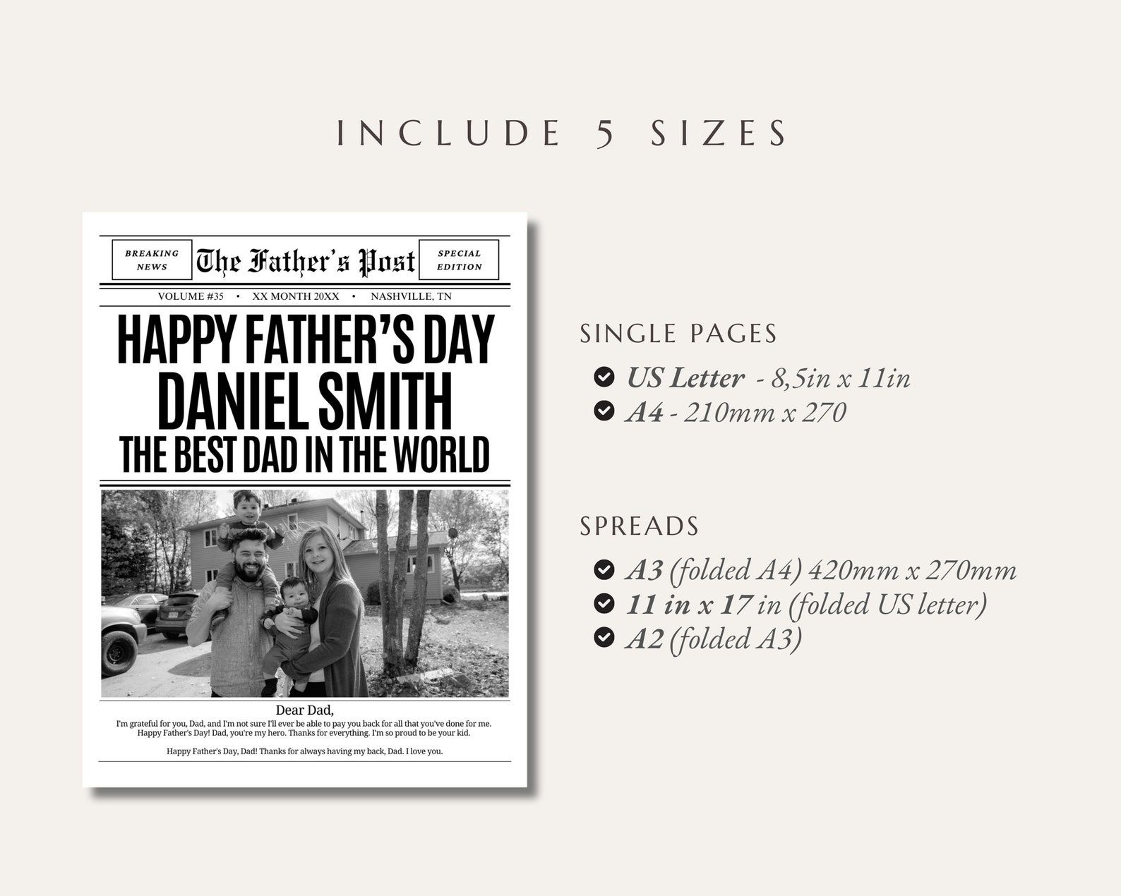 Fathers Day Newspaper, Personalized Gifts for Dad, Gift From Daughter ...