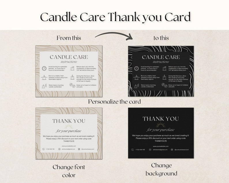 Editable Candle Care Card Template, Candle Care Instructions, Safety ...