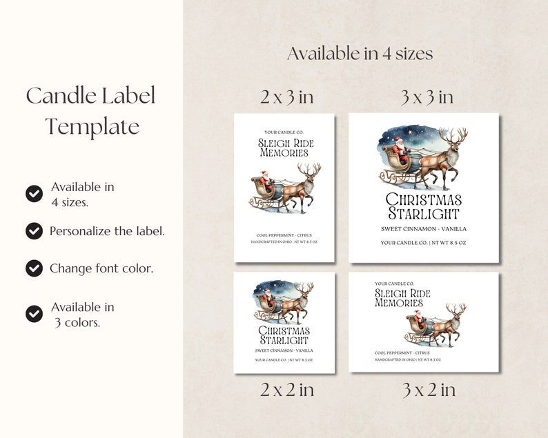 Christmas Candle Label Template, Holidays Candle Label, Winter Candle ...