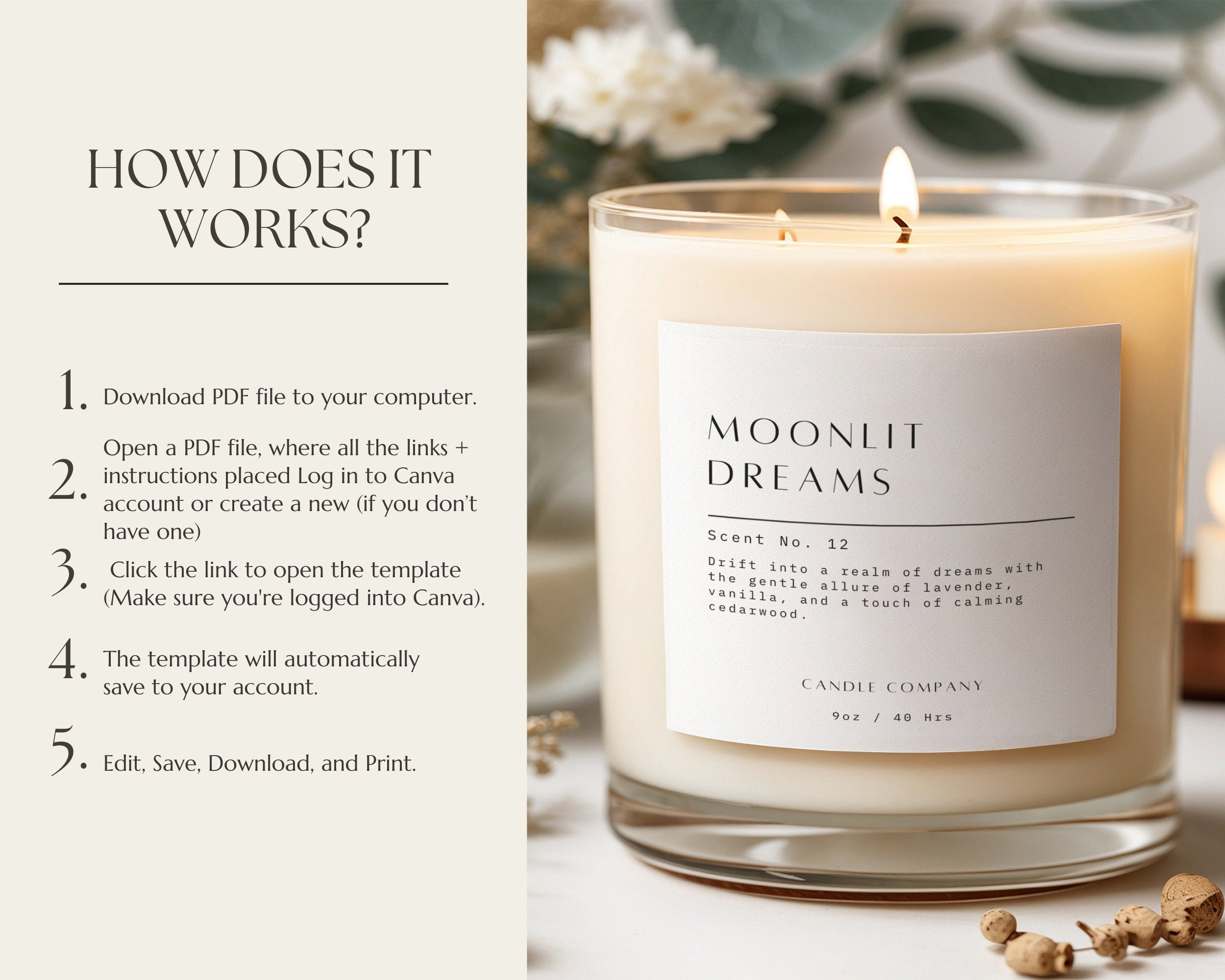 Minimalist Candle Label Template, Modern Candle Label, Custom Candle ...