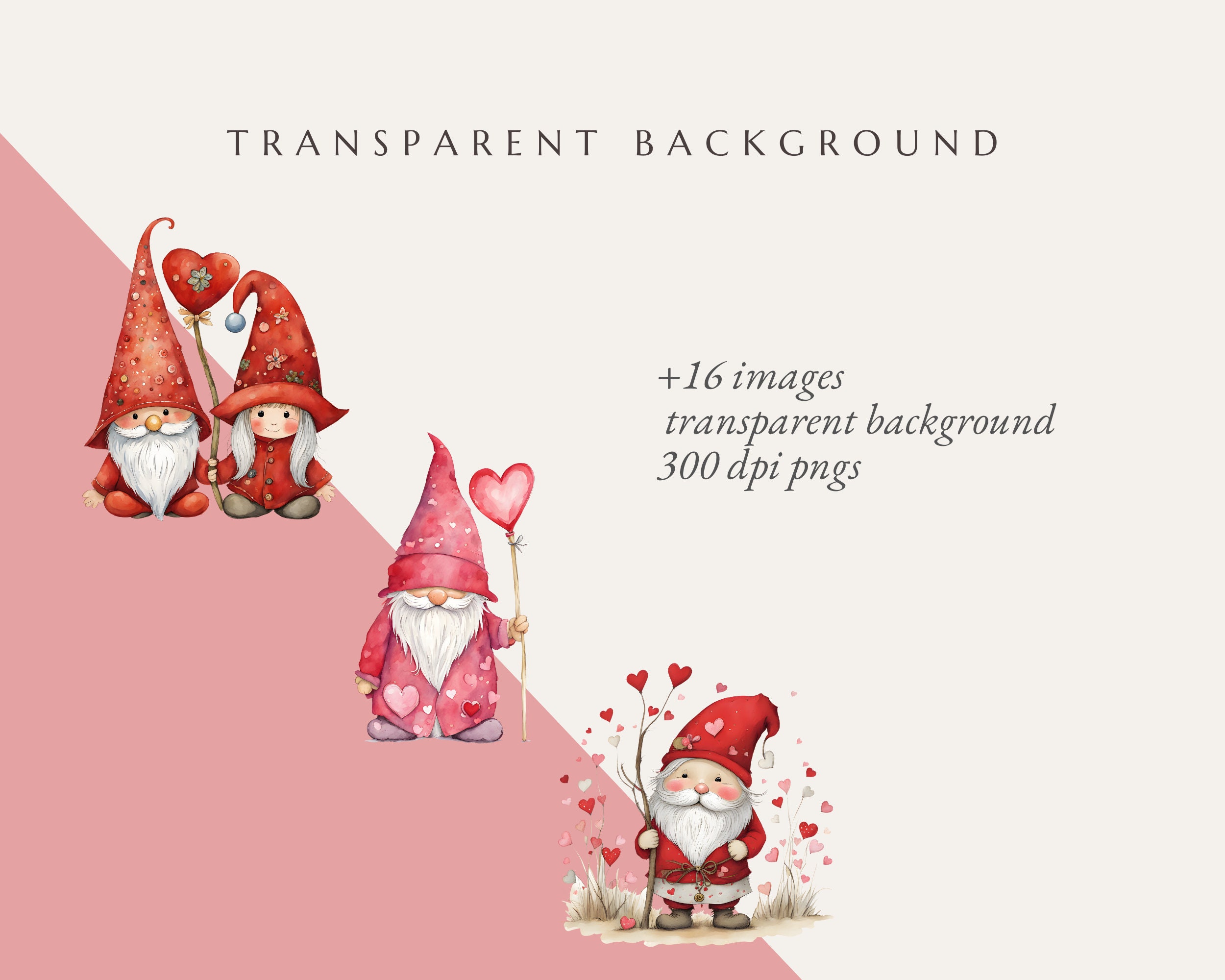 Valentine Gnomes Clipart, Valentines Day Clipart, Gnomes PNG, Valentine ...